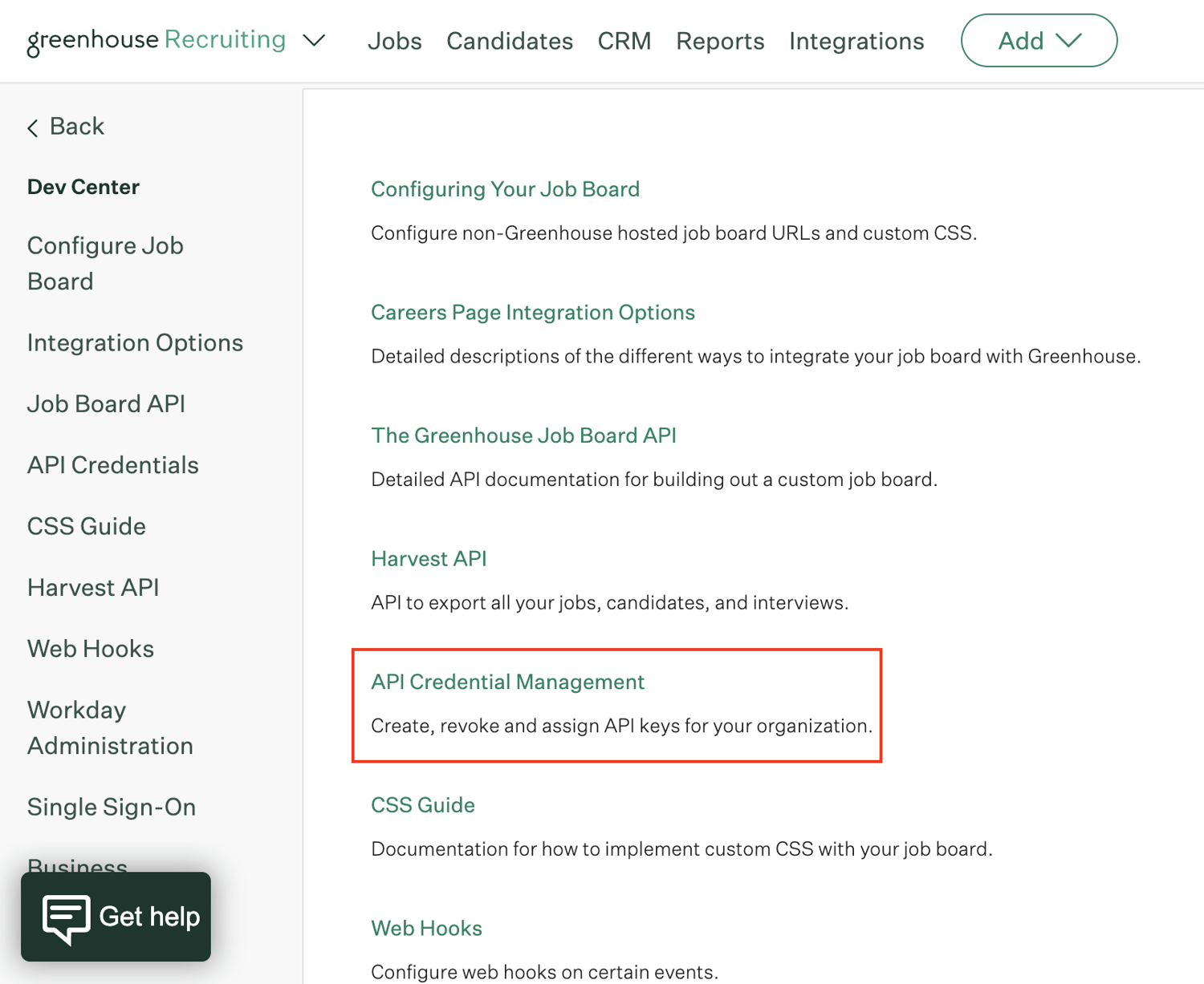 Greenhouse API Setup
